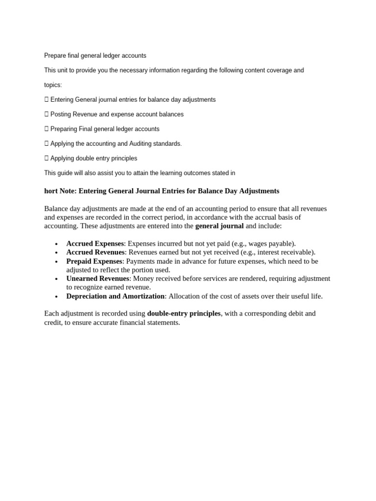 Prepare Final General Ledger Accounts | PDF