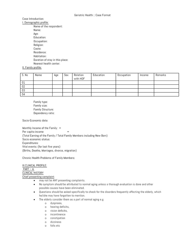 Geriatric Health Case Study Format | PDF | Urinary Incontinence ...