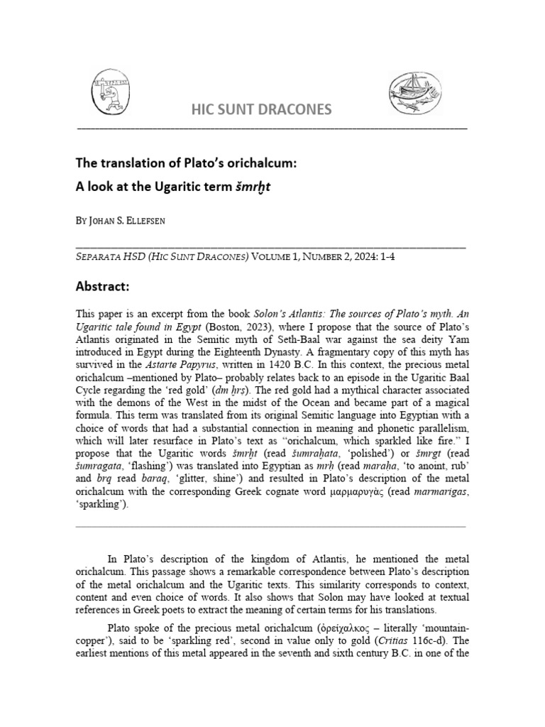 Orichalcum's Ugaritic Origins in Atlantis | PDF | Atlantis