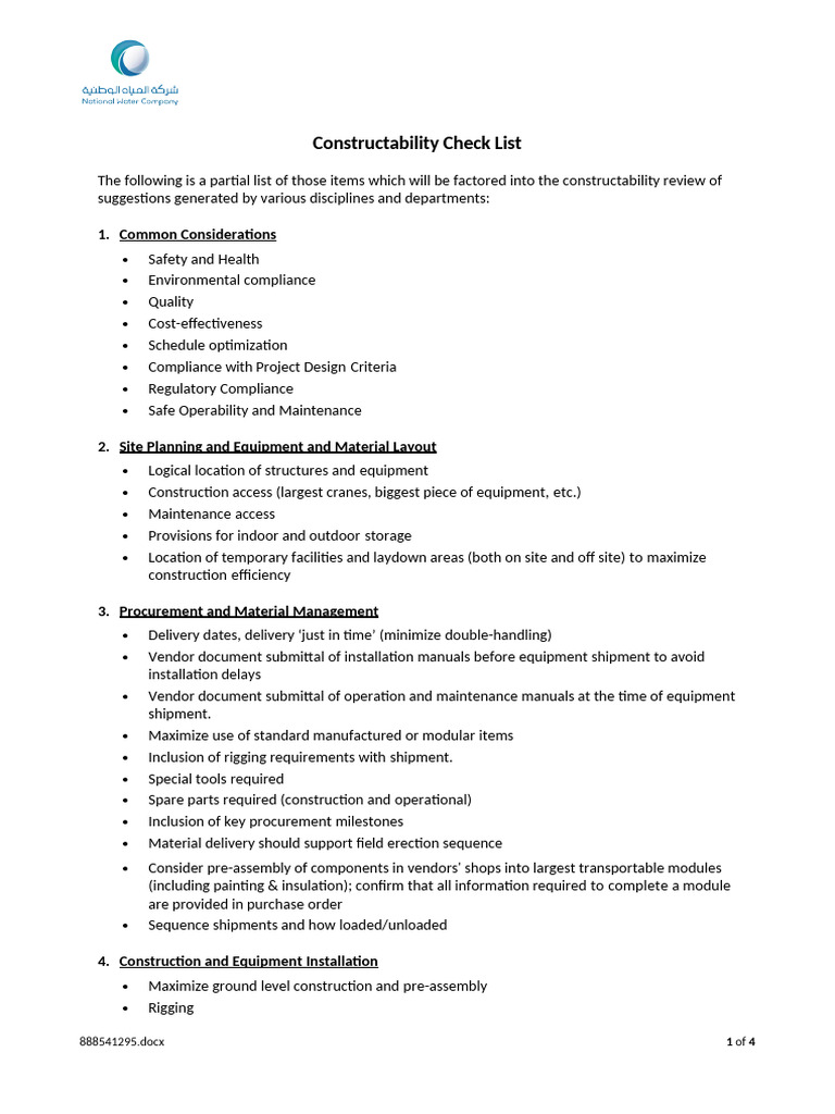 PMF 019 CLA 002 - 02 Constructability Checklist | PDF | Pipe (Fluid Conveyance)