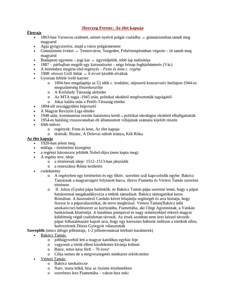 Herczeg Ferenc | PDF
