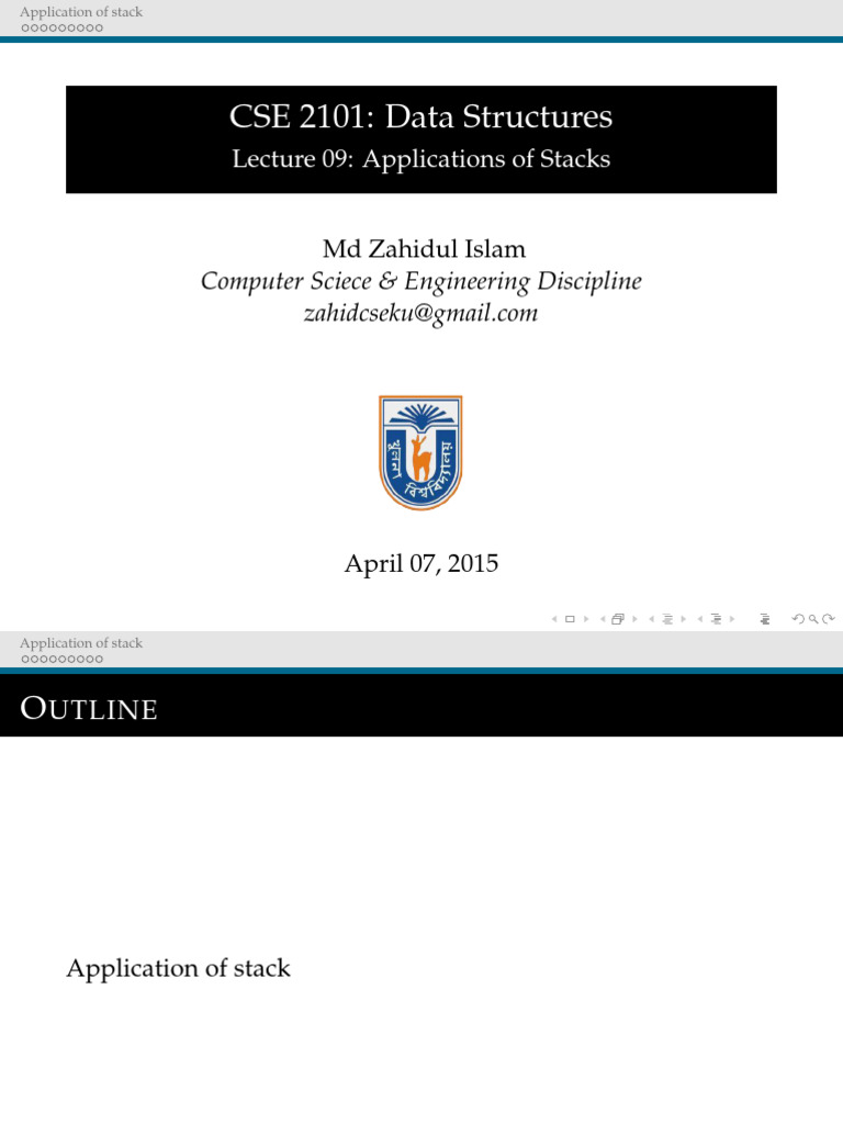 Lecture 09 - Applications of Stacks | PDF | Mathematics | Notation