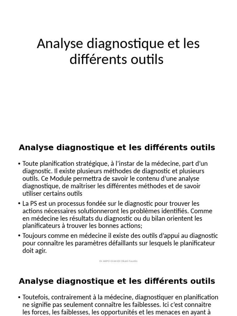 Module 5 - Lanalyse Diagnostique Et Les Différents Outils | PDF ...