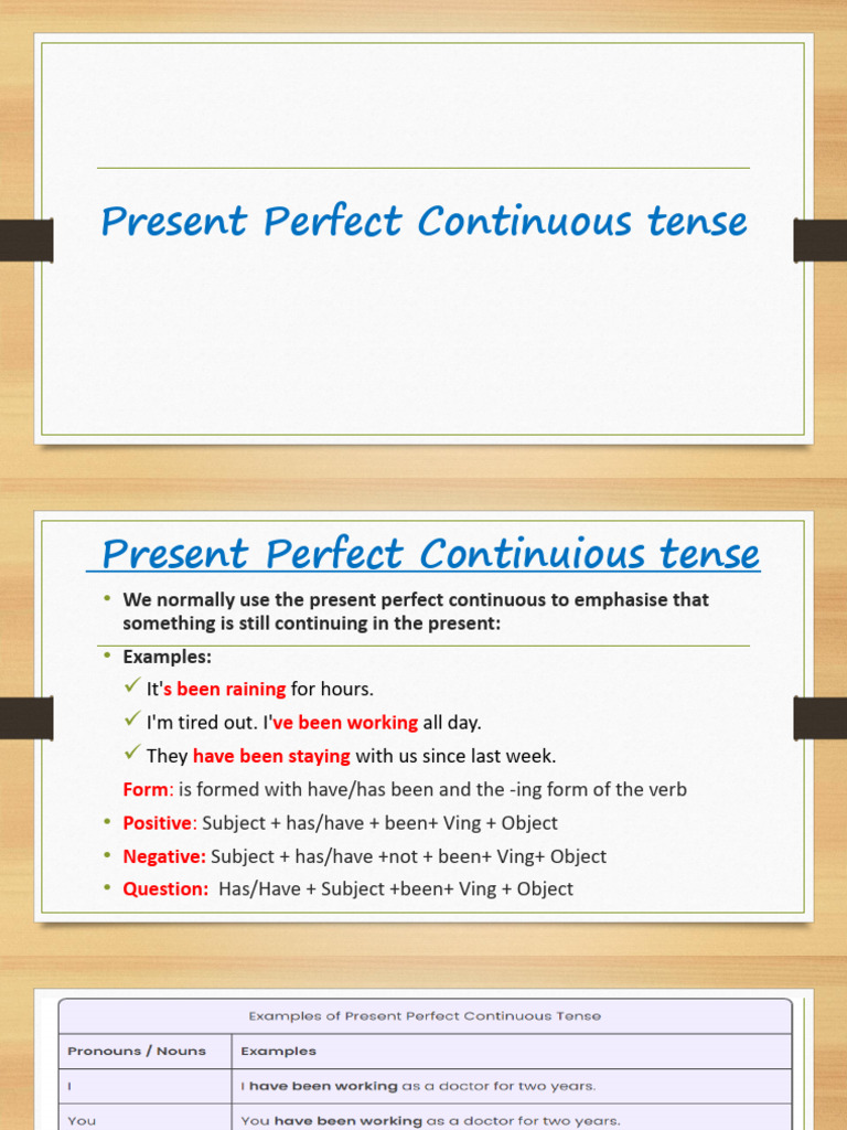Present Perfect Continuous Tense Guide | PDF