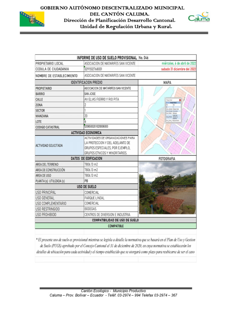 Cantón Ecológico - Municipio Productivo Caluma - Prov. Bolívar ...
