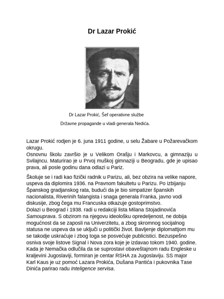 DR Lazar Prokić, Referat | PDF