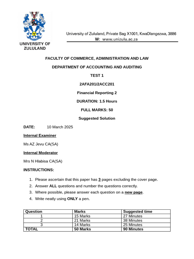 Test 1 Suggested Solution | PDF | Depreciation | Accounting