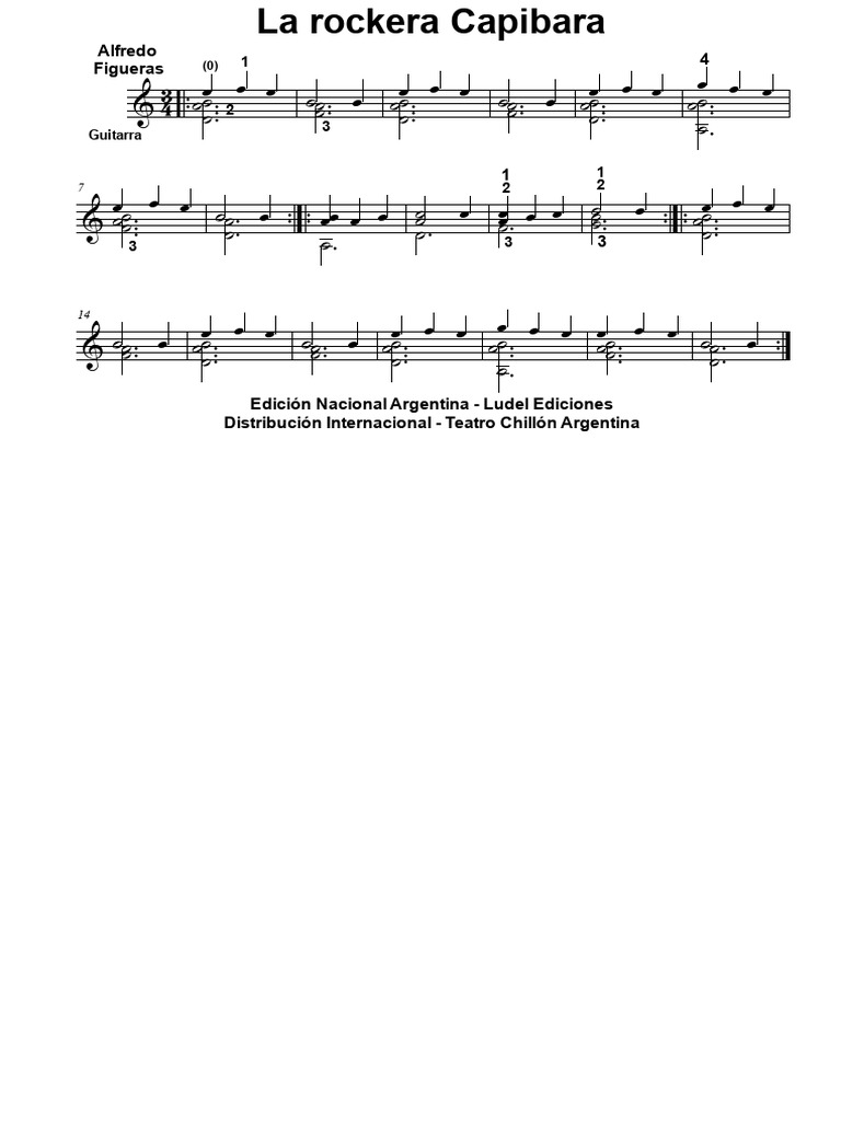 La Rockera Capibara Partitura Alfredo Figueras Argentina | PDF