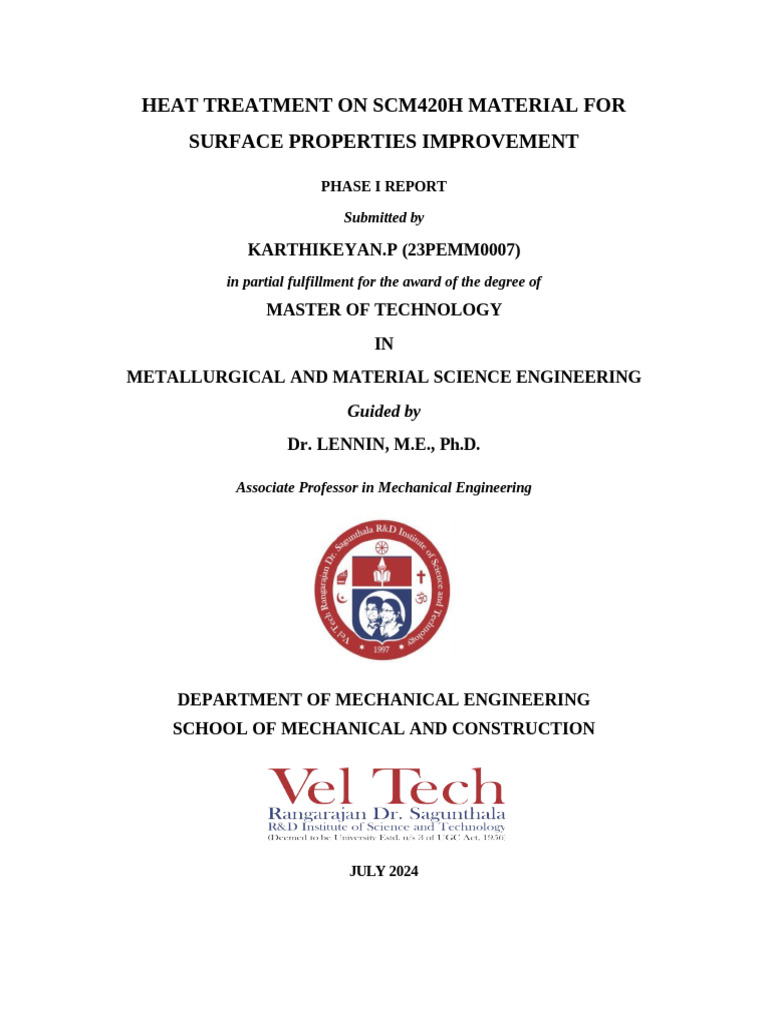 Karthikeyan VTP 4075 - Project Review | PDF | Heat Treating | Steel