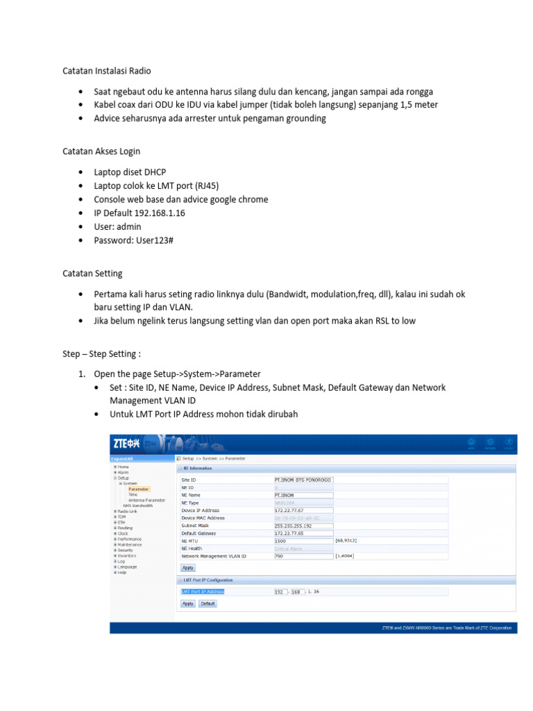 Setting Radio ZTE - 2 | PDF