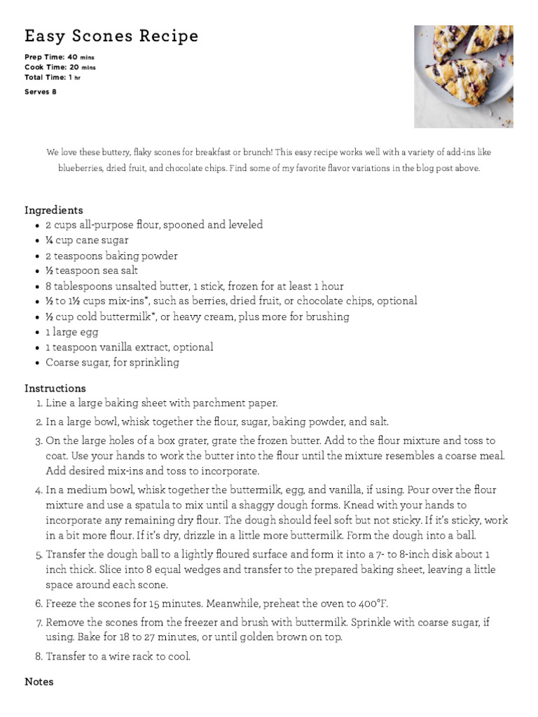 Easy Buttery Scones Recipe | PDF | Scone | Baking
