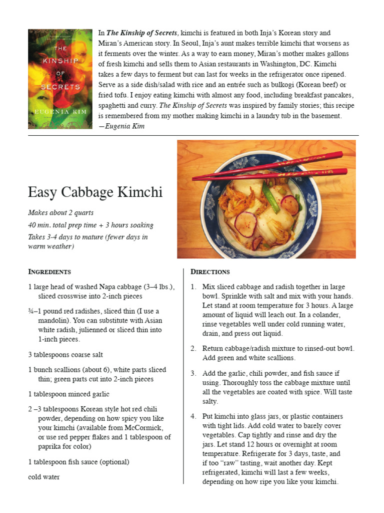Eugenia Kim Kimchi Family Recipe | PDF | Korean Cuisine | Chili Pepper