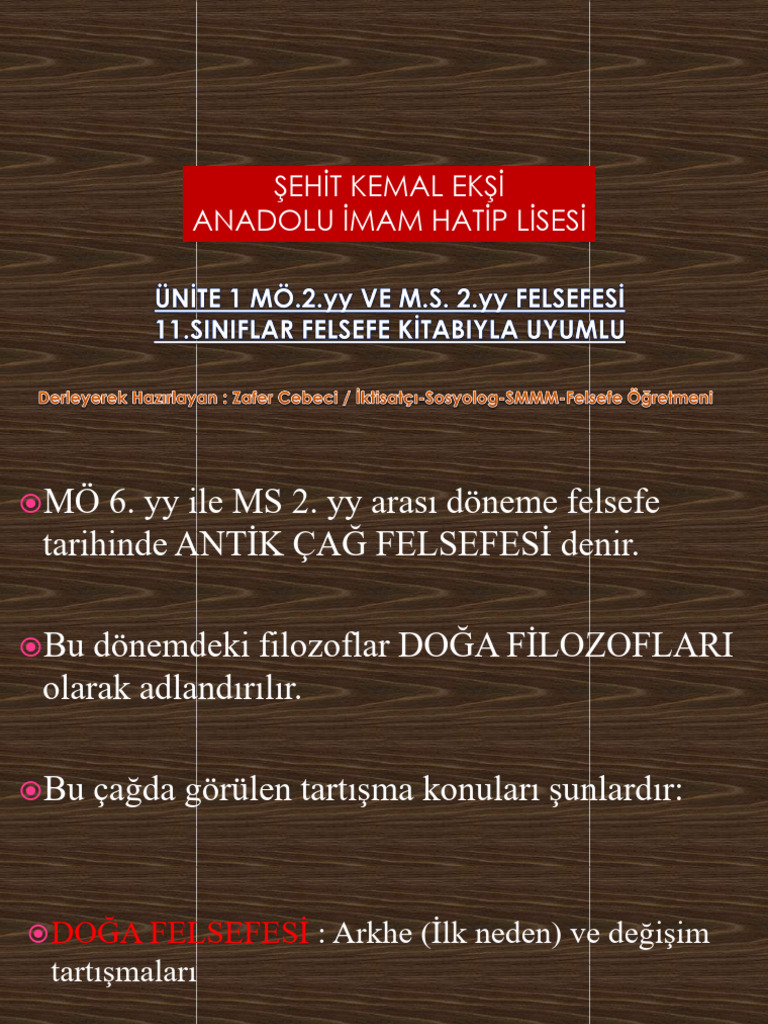 11-FELSEFE ÜNİTE 1 MO6.yy-MS2.yy FELSEFESİ ZAFER | PDF