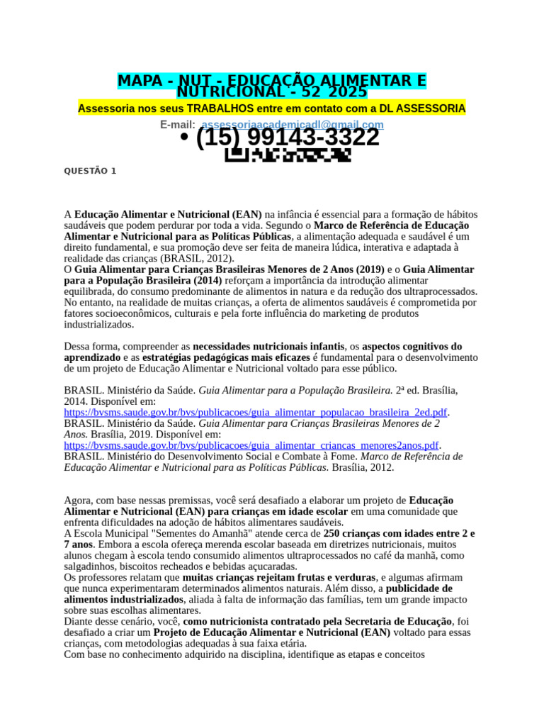 Mapa - Nut - Educação Alimentar e Nutricional - 52 - 2025 | PDF ...