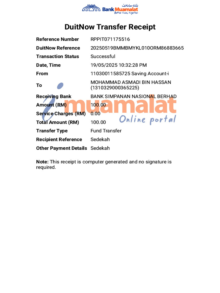 Duit Now Receipt | PDF