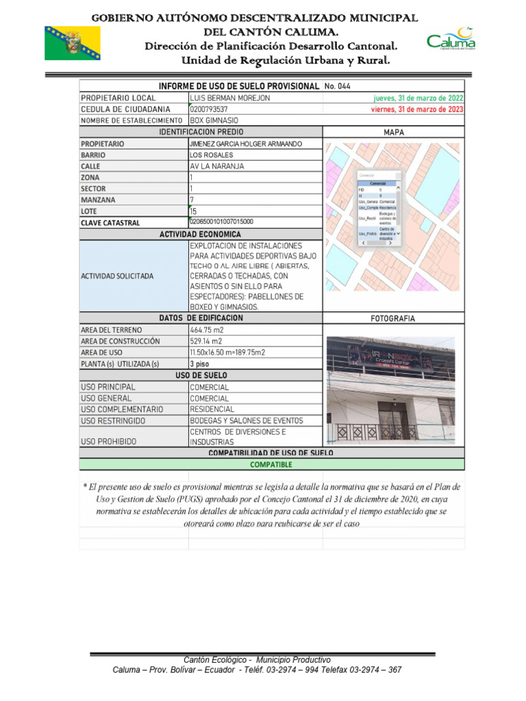Cantón Ecológico - Municipio Productivo Caluma - Prov. Bolívar ...
