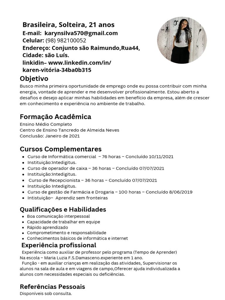 Currículo para o Primeiro Emprego Simples - 20250520 - 134201 - 0000 | PDF