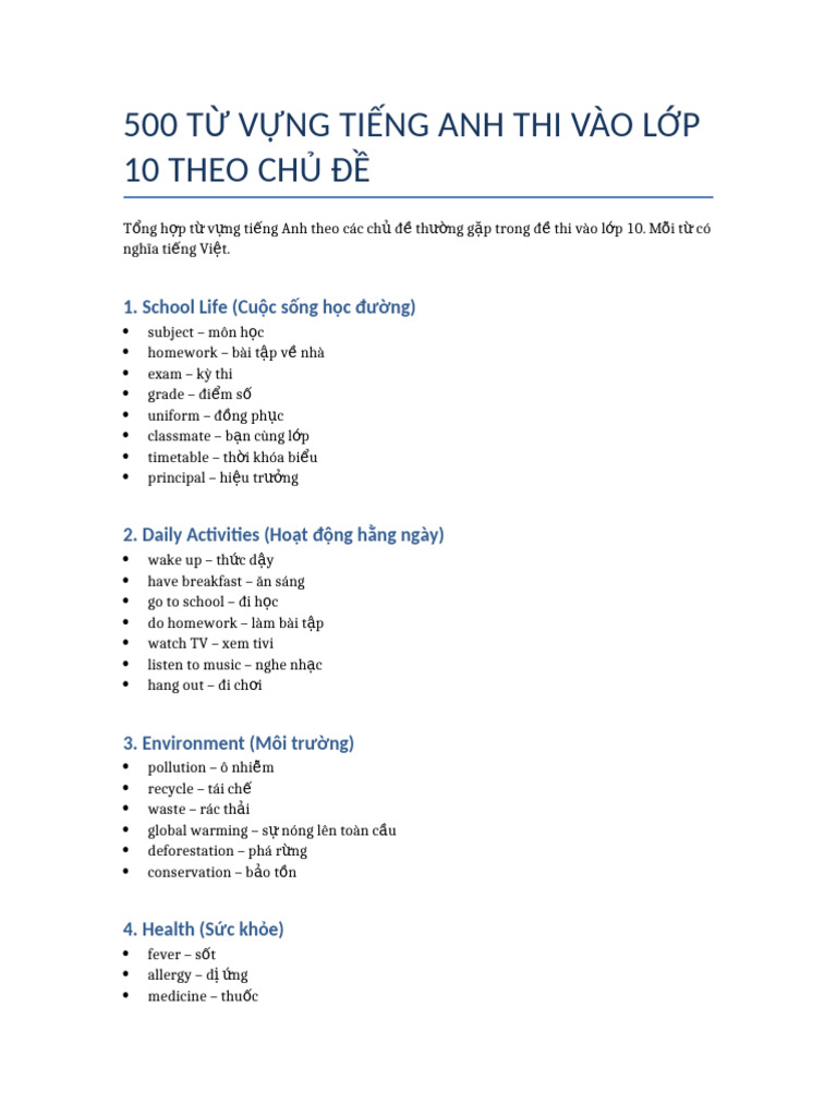 500 Tu Vung Phan Theo Chu de | PDF