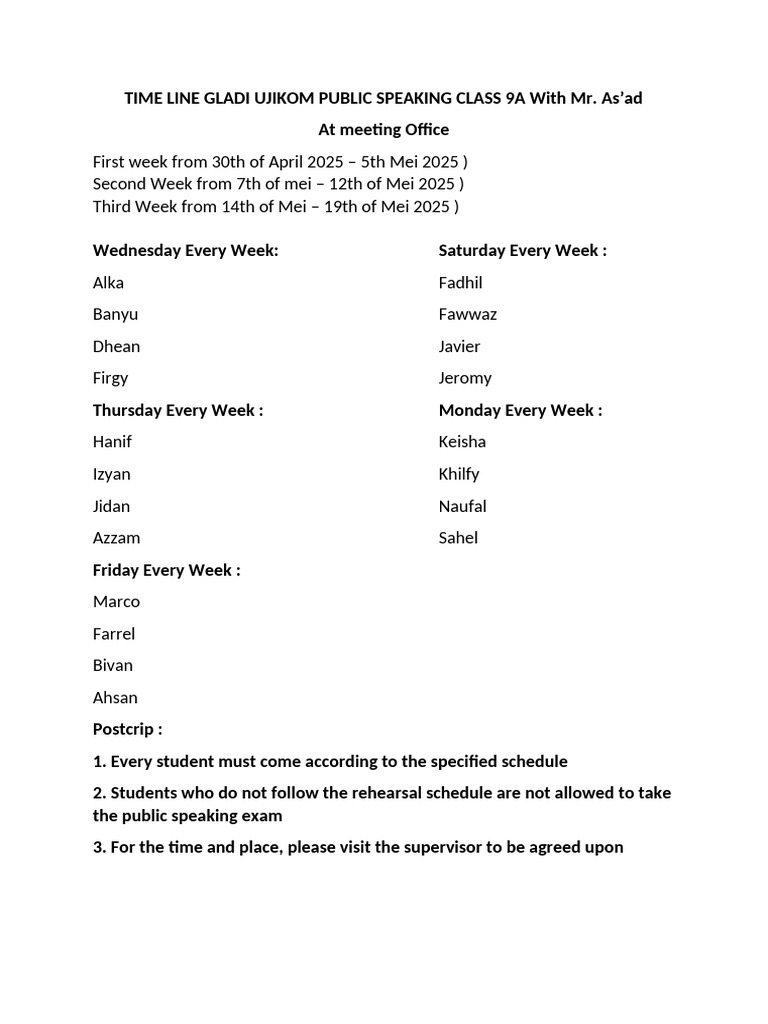 Time Line Gladi Ujikom Public Speaking Class 9a With MR | PDF