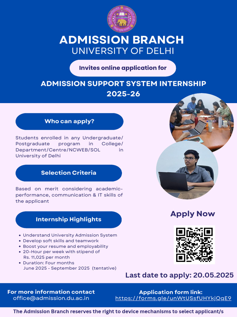 DU Admission Support Internship 2025-26 | PDF