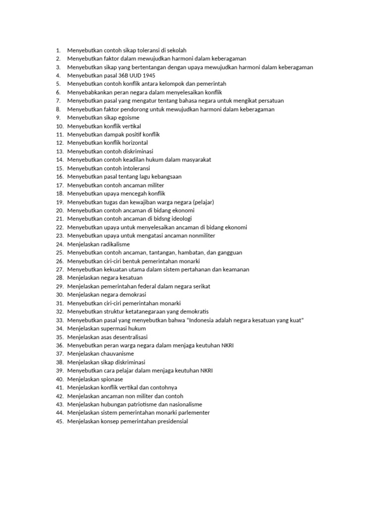 Kisi Kisi Kelas 11 Pas PKN | PDF