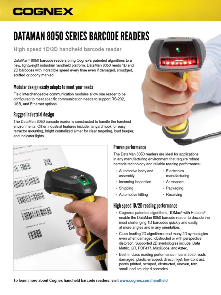 Cognex DataMan-8050-Datasheet | PDF | Barcode | Computer Engineering