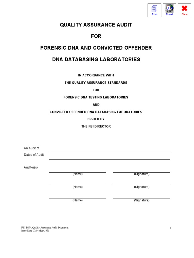 FBI Quality Assurance Standards For DNA Testing and Data Basing Audit ...
