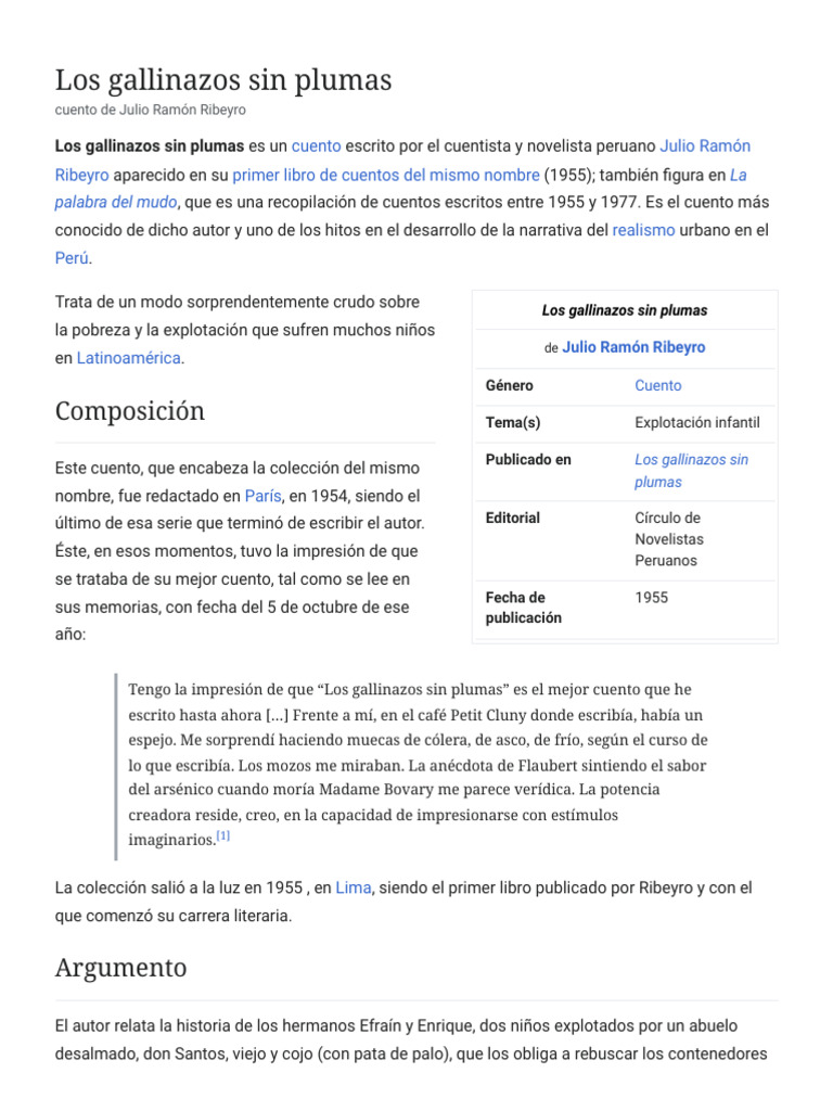Los Gallinazos Sin Plumas Wikipedia La Enciclopedia Libre Pdf