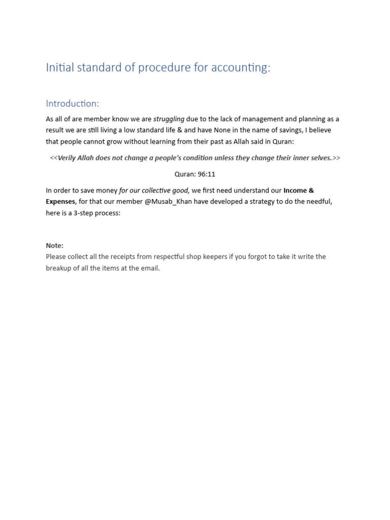 Accounting SOP 001 Zamam Home | PDF