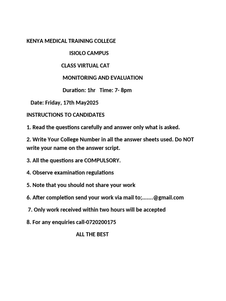 Virtual CAT on Monitoring & Evaluation | PDF | Evaluation | Health Care