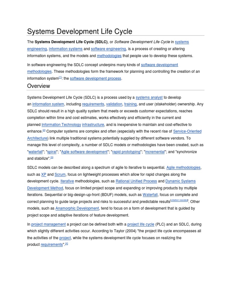Systems Development Life Cycle | PDF | Software Development Process ...
