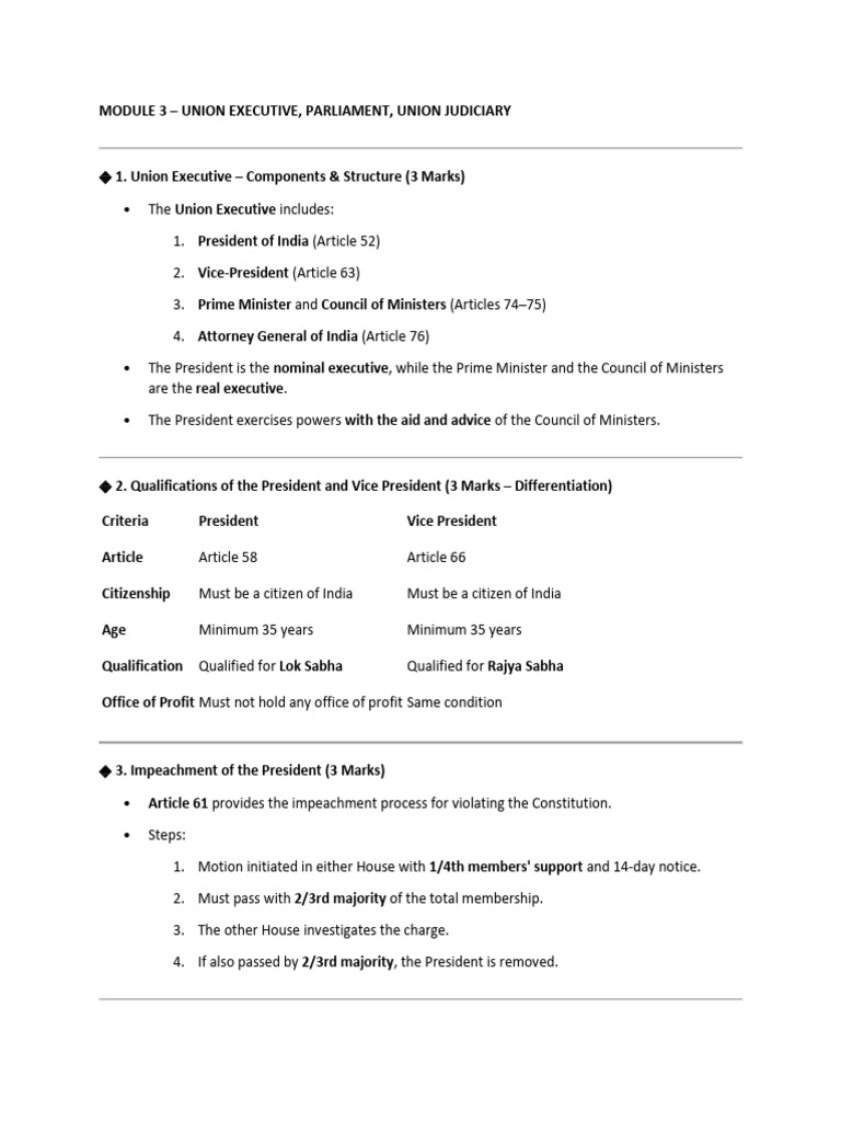 MCN202-COI-M3-PYQs-withAns Constitution of India | PDF | Government Of India | Governance