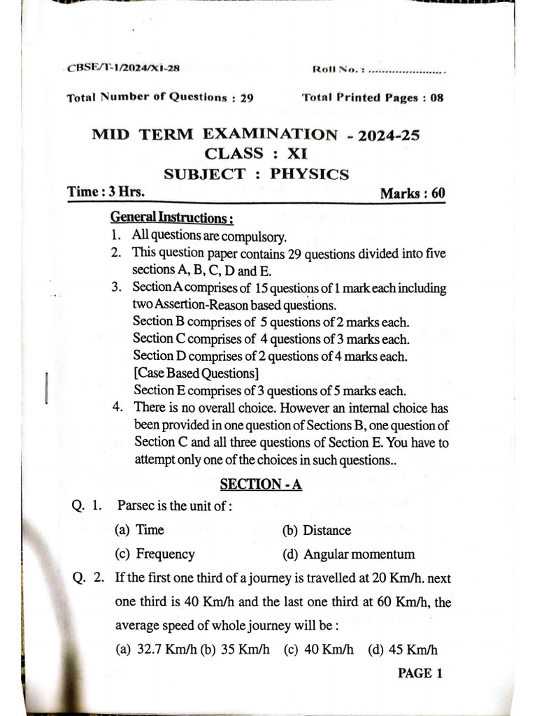Physics Mid Term | PDF