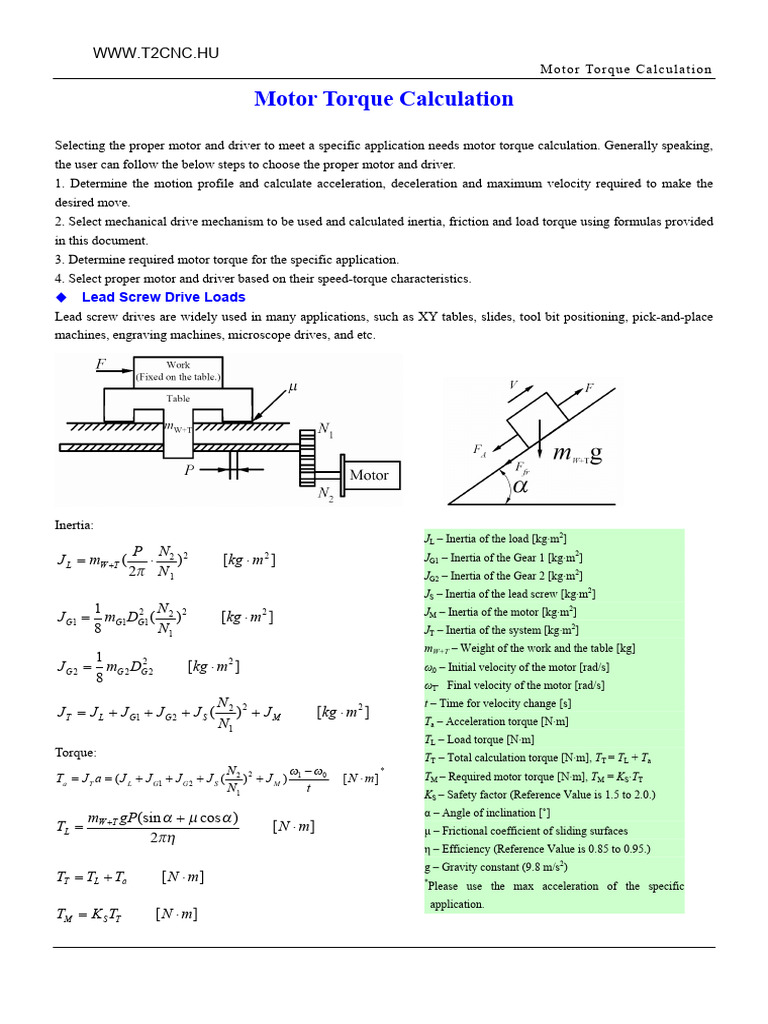 Motor Torque Calculation Guide | PDF | Gear | Torque