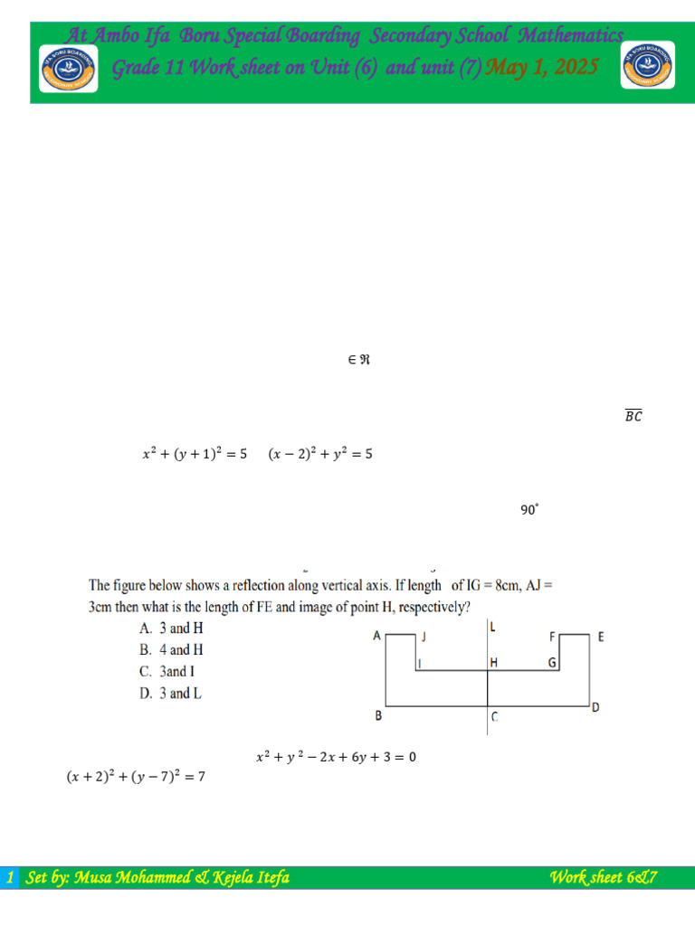 Grade 11 Unit 6 and Unit 7 Maths Work Sheet (1) - 1 | PDF | Circle ...