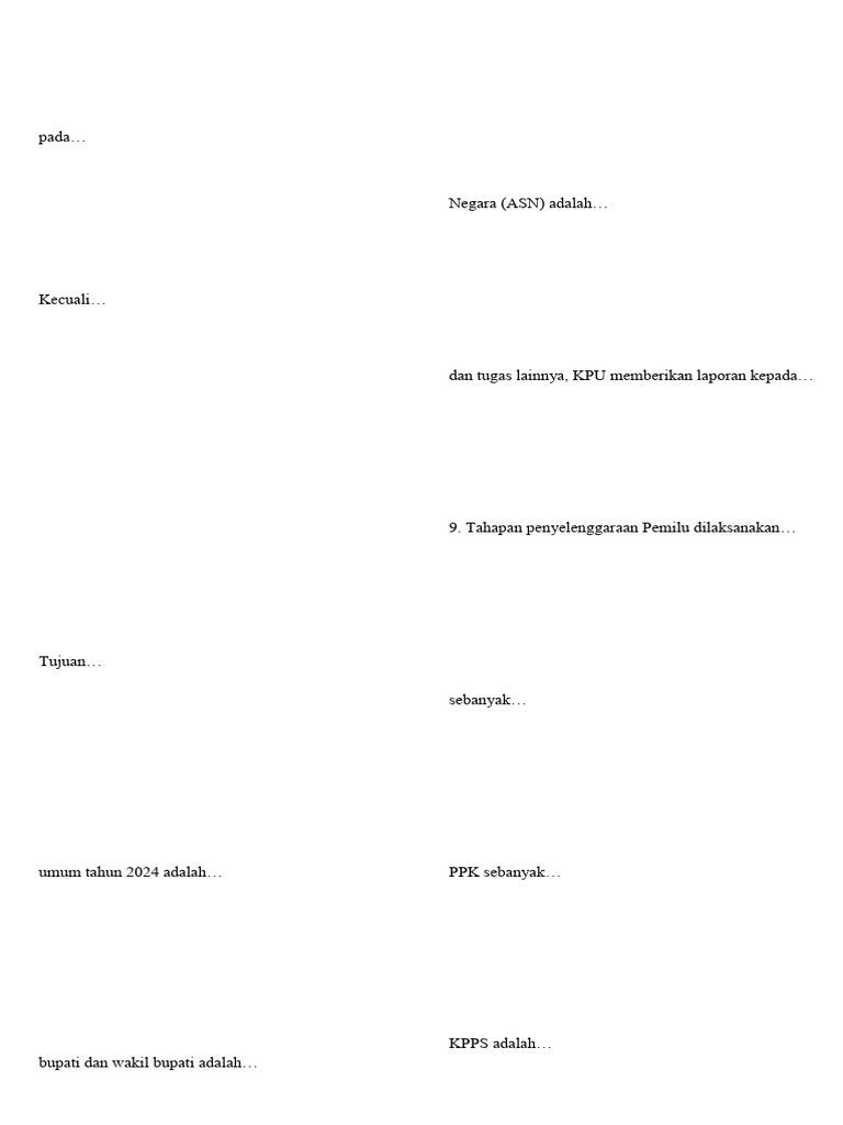 Soal Tes CAT KPU Tahun 2024 Berikut Jawabannya | PDF