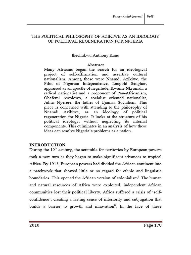 Azikiwe's Political Philosophy for Nigeria | PDF