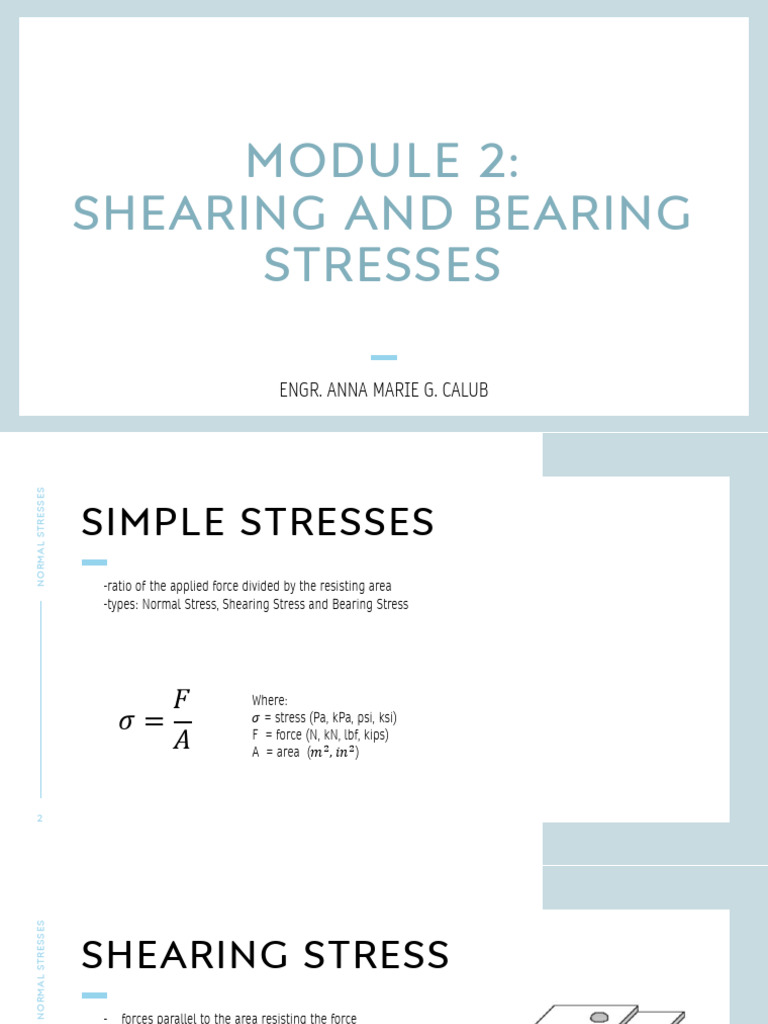 Shearing and Bearing Stress | PDF | Stress (Mechanics) | Strength Of Materials