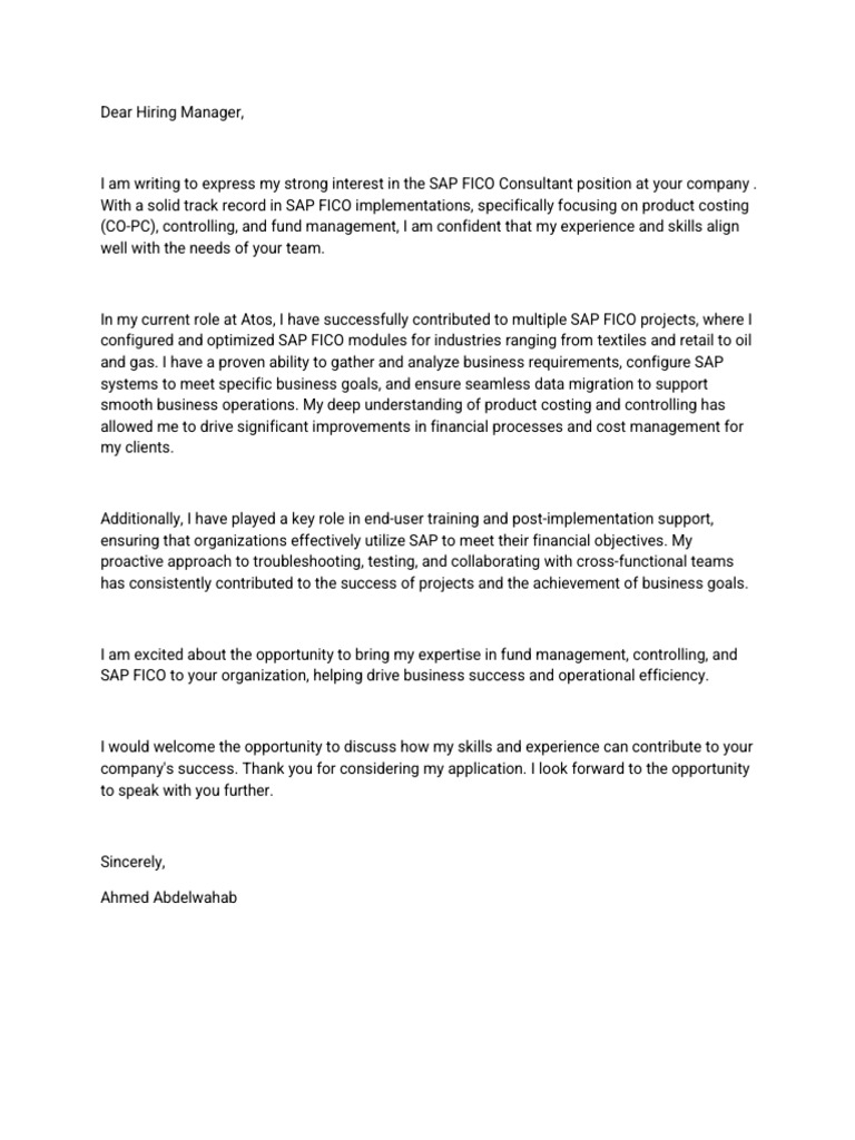 Ahmed Abdelwahab Cover Letter | PDF