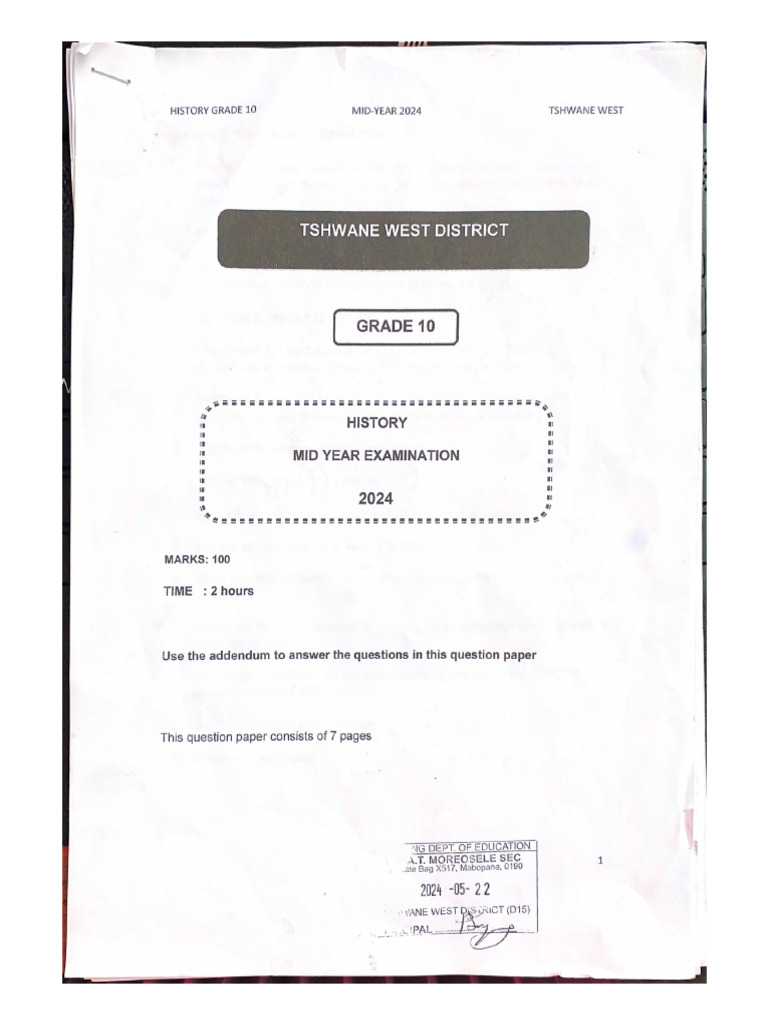 Grade 10 Past Paper | PDF