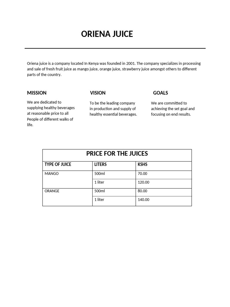 Oriena Juice | PDF