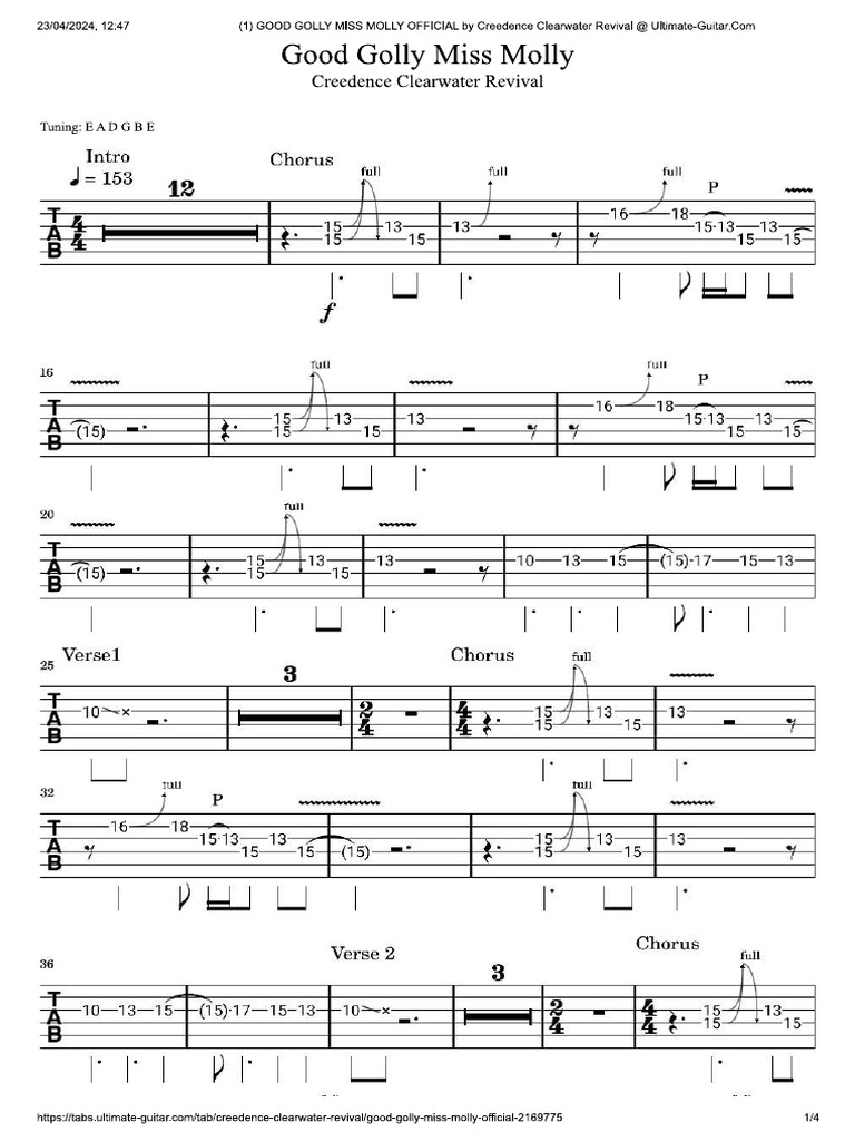Good Golly Miss Molly Guitar Sheet Music | PDF