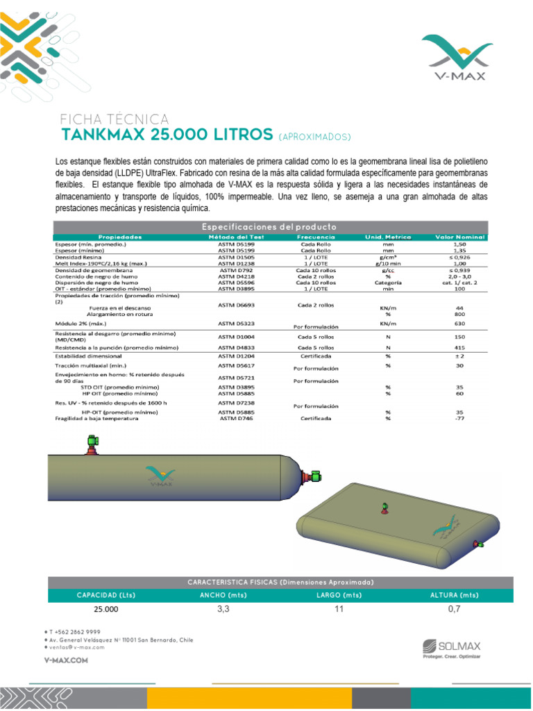 Ficha Tecnica V-Max Tankmax 25 m3 | PDF