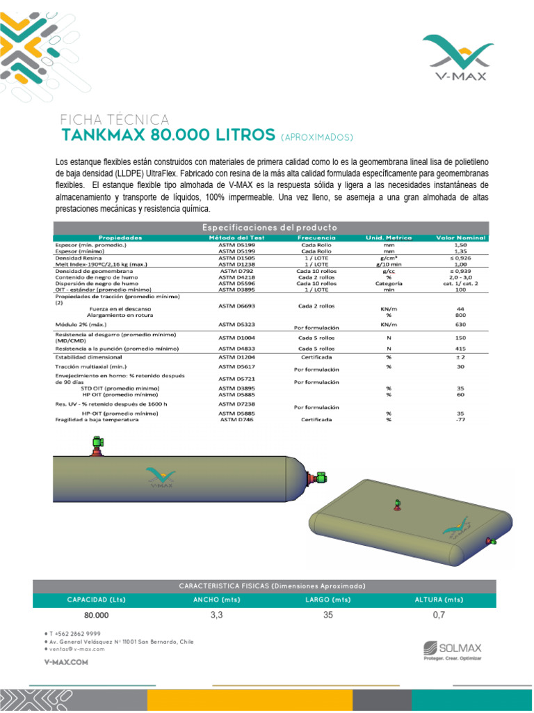 Ficha Tecnica V-Max Tankmax 80 m3 | PDF