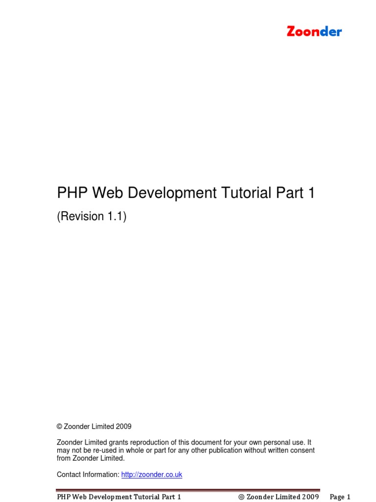 PHP Web Development Tutorial Part 1: (Revision 1.1) | PDF | Eclipse ...