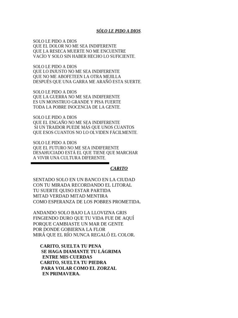 SOLO LE PIDO A DIOS | PDF