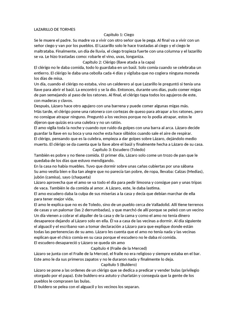 Lazarillo de Tormes | PDF