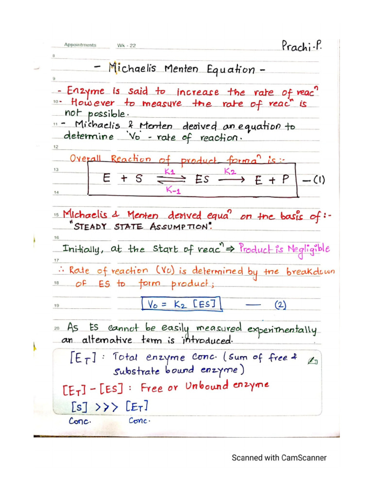 michaelis menten equation | PDF