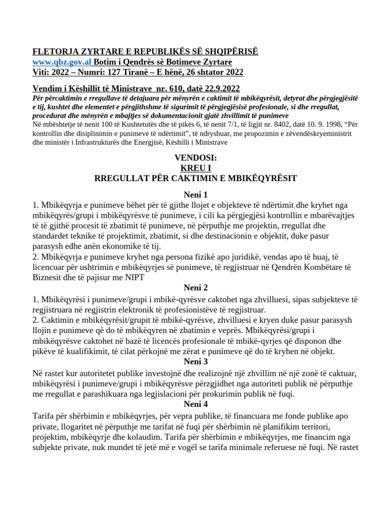 VKM 610 22.09.2022 Mbikqyrja +dosja | PDF