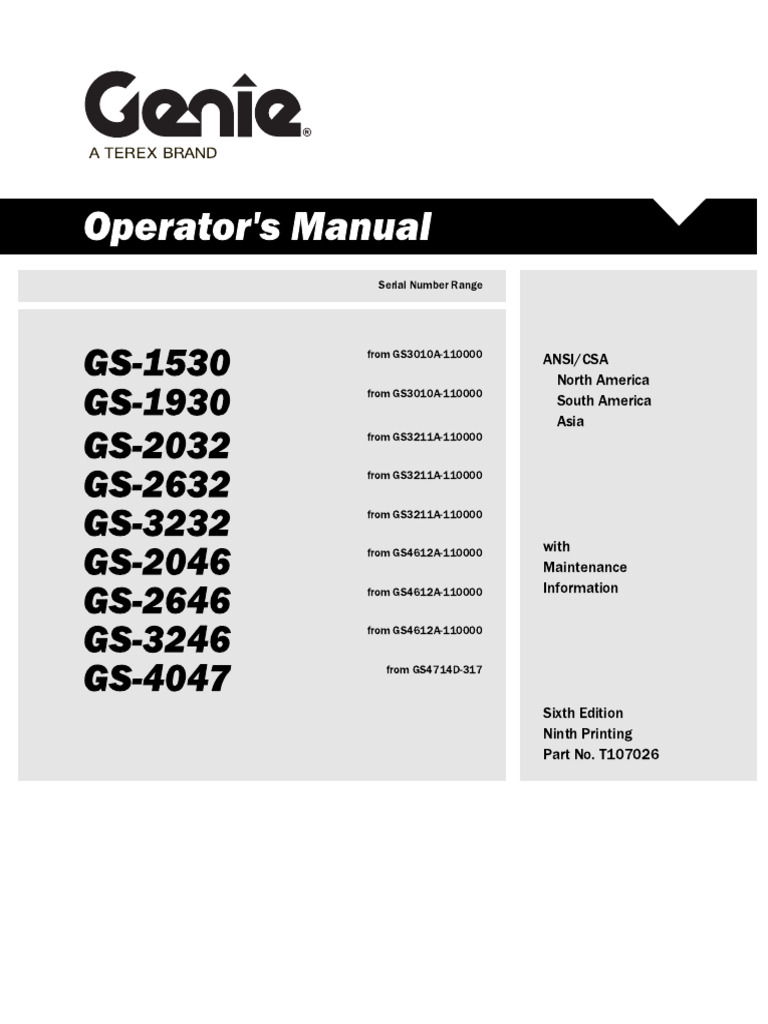 Genie GS-1930 Scissor Lift - Operator_s Manual | PDF
